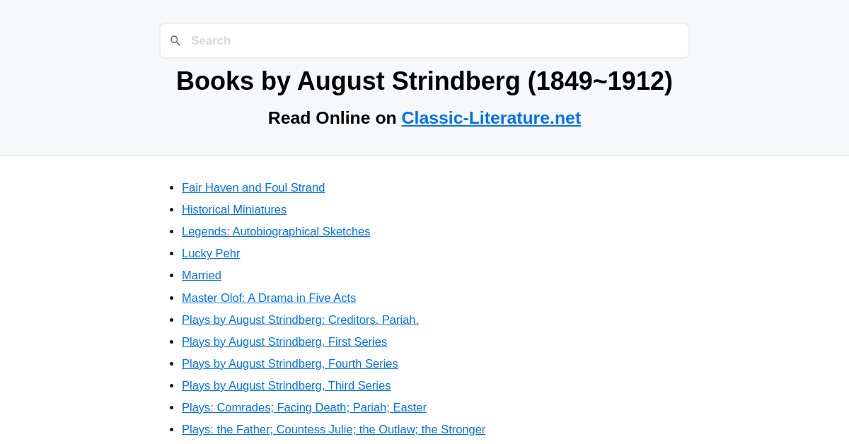 Books by August Strindberg (1849~1912) - Read Online on Classic ...