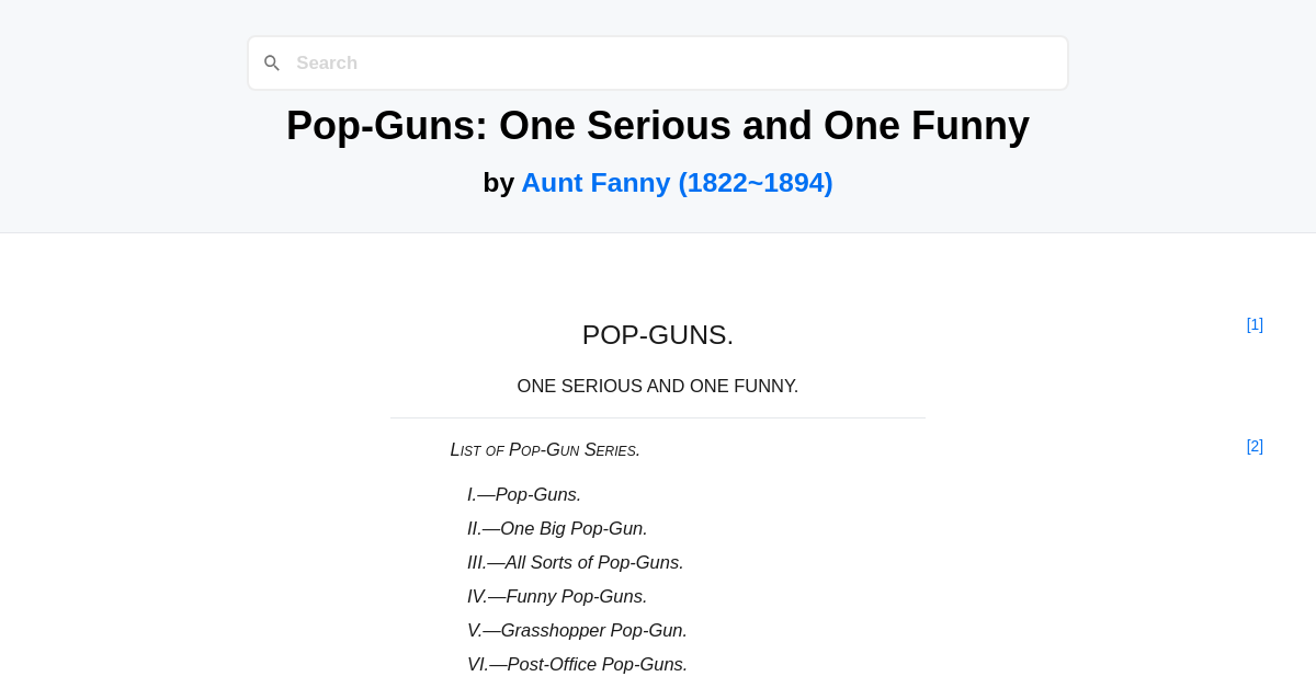 Pop-Guns: One Serious and One Funny by Aunt Fanny (1822-1894)