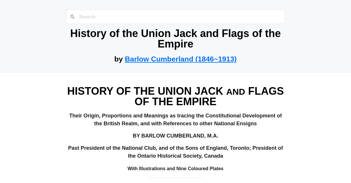 History of the Union Jack and Flags of the Empire by Barlow Cumberland ...