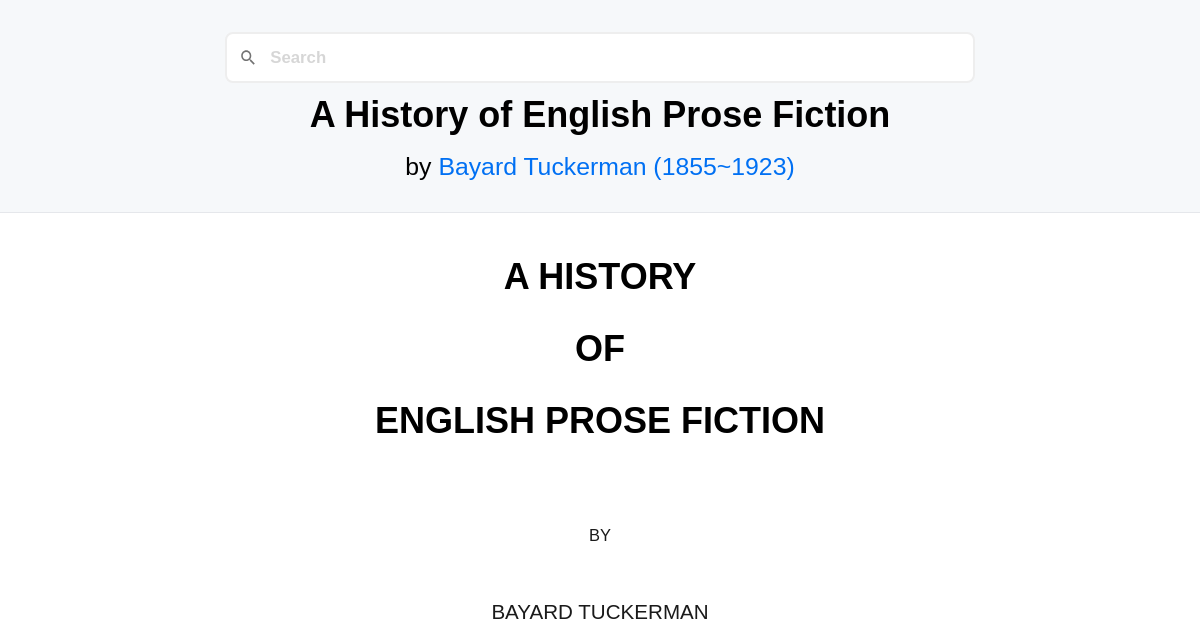 A History of English Prose Fiction by Bayard Tuckerman (1855~1923)