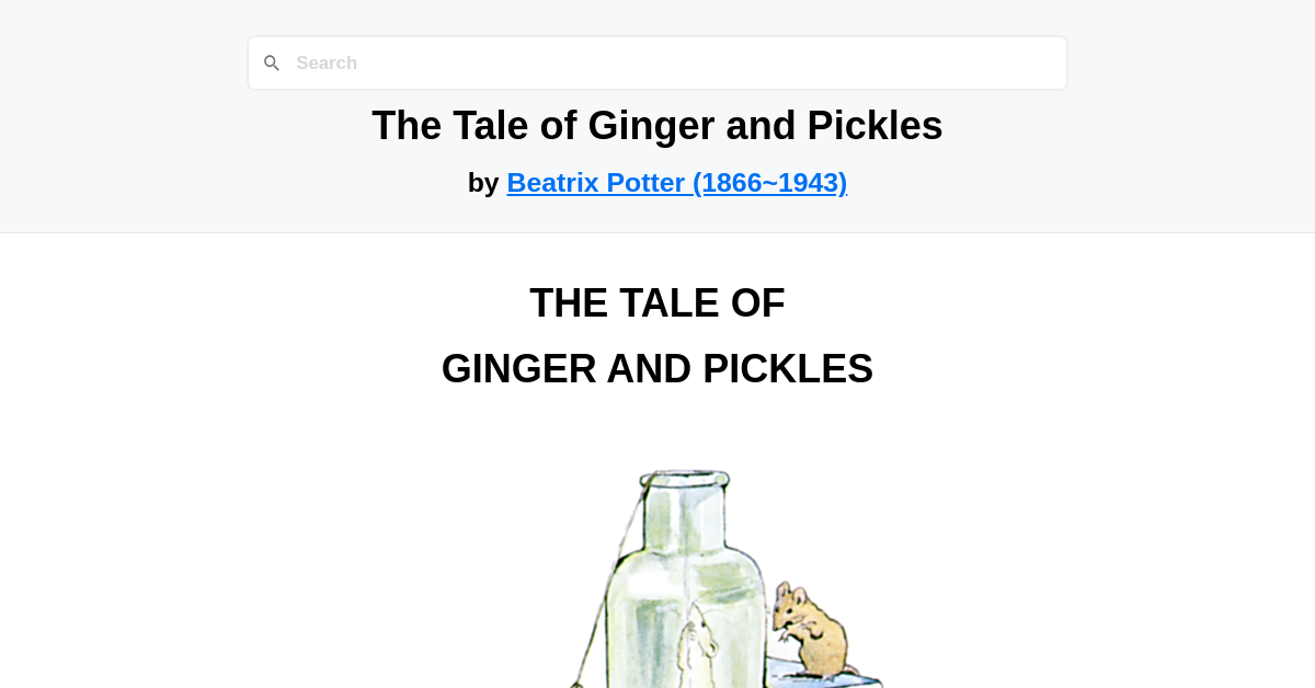 The Tale of Ginger and Pickles by Beatrix Potter (1866~1943)