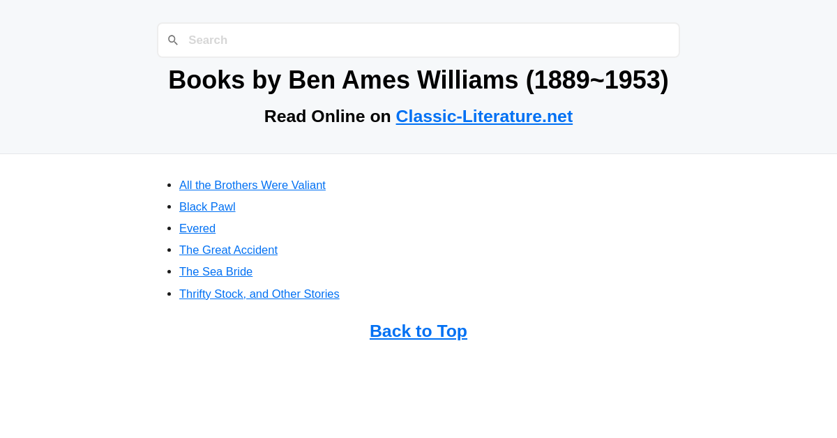 Books by Ben Ames Williams (1889~1953) - Read Online on Classic ...