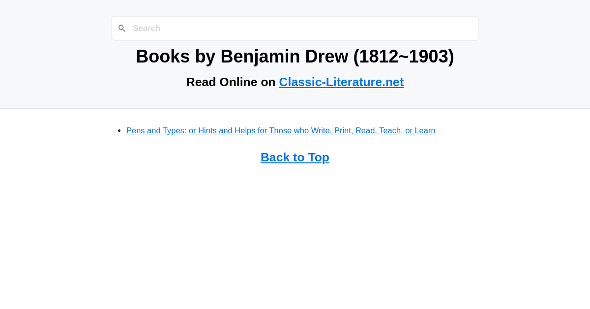 Books by Benjamin Drew (1812~1903) - Read Online on Classic-Literature.net