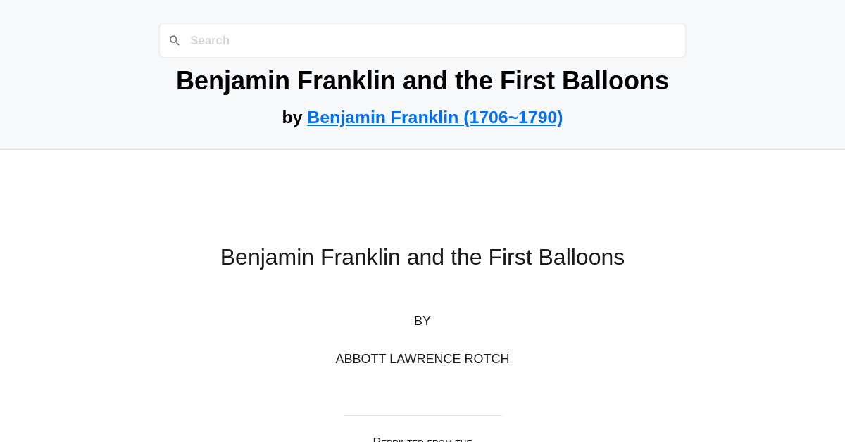 Benjamin Franklin and the First Balloons