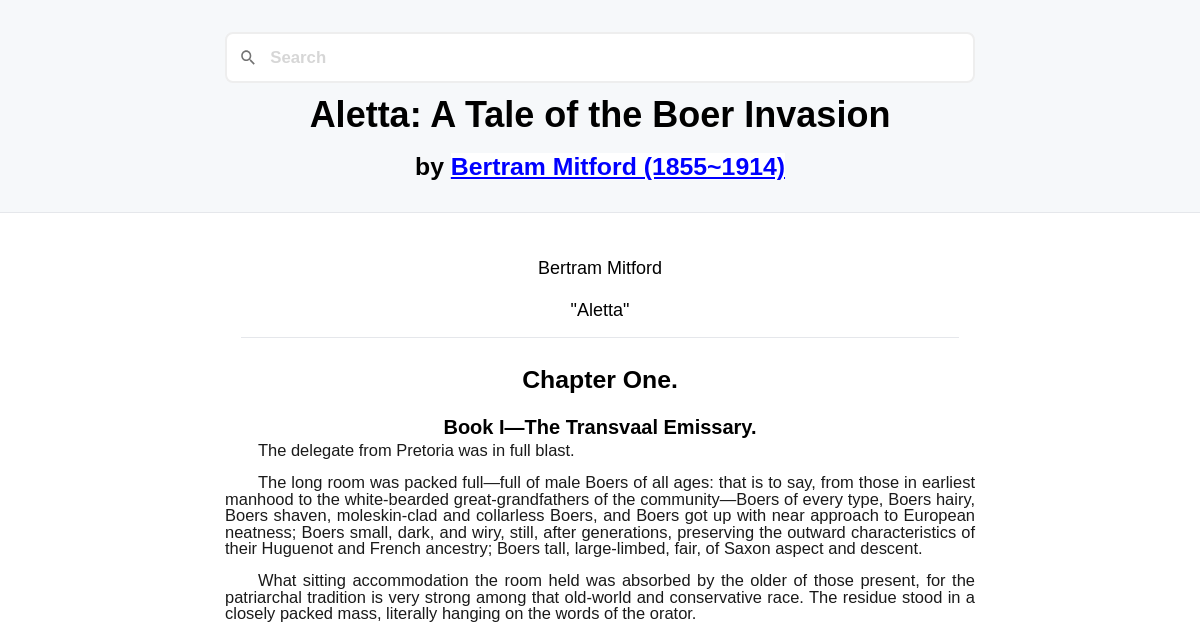 Aletta: A Tale of the Boer Invasion by Bertram Mitford (1855~1914)