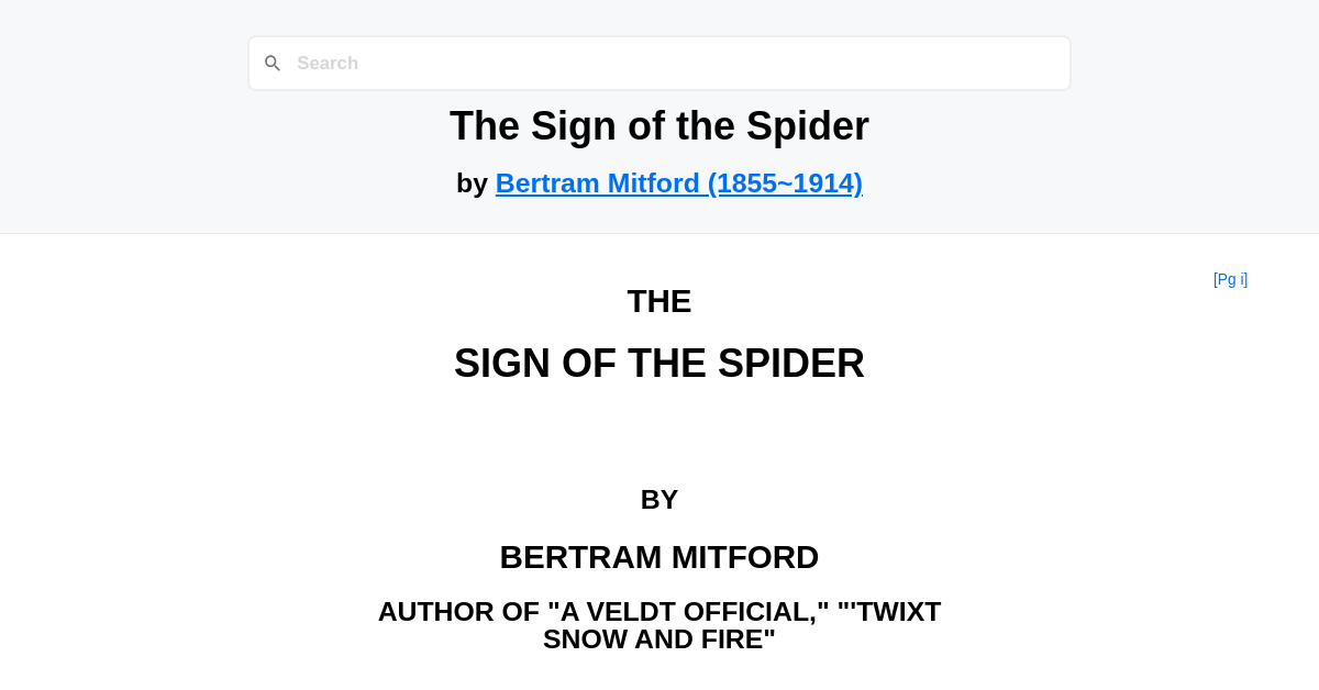 The Sign of the Spider by Bertram Mitford (1855~1914)