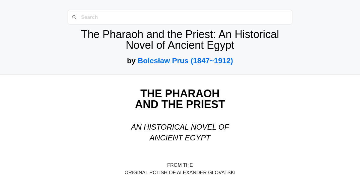 The Pharaoh and the Priest: An Historical Novel of Ancient Egypt