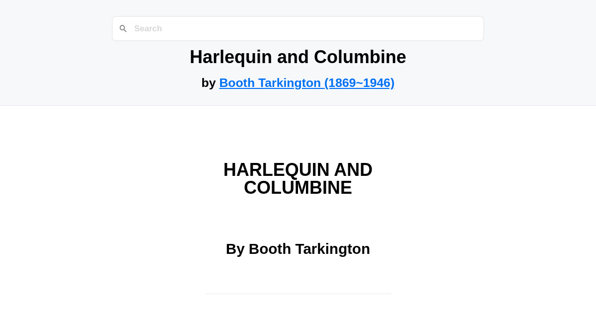 Harlequin and Columbine by Booth Tarkington (1869~1946)