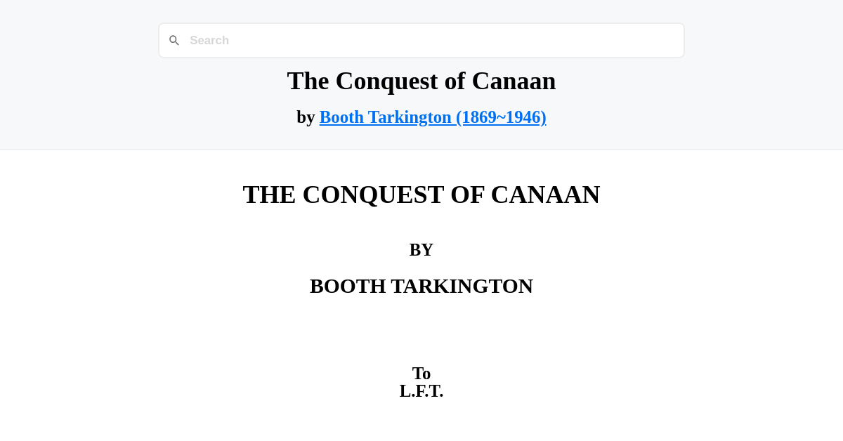 The Conquest of Canaan by Booth Tarkington (1869~1946)