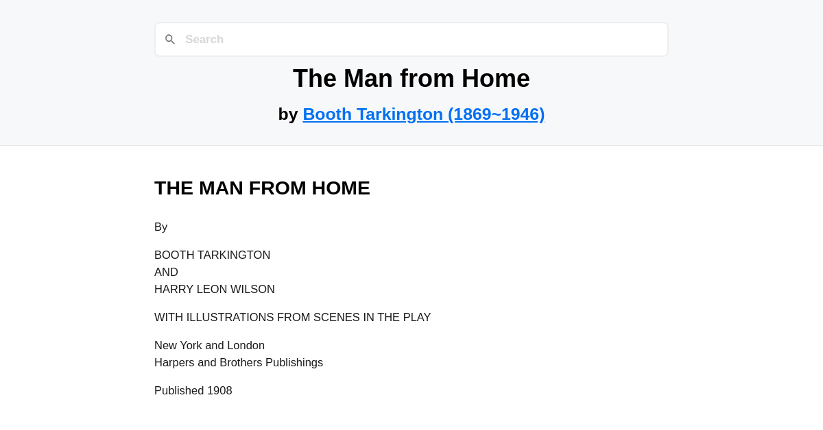 The Man from Home by Booth Tarkington (1869~1946)
