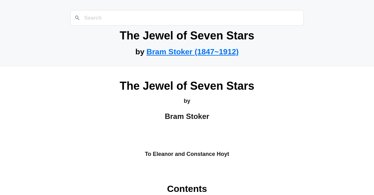 The Jewel of Seven Stars by Bram Stoker (1847~1912)