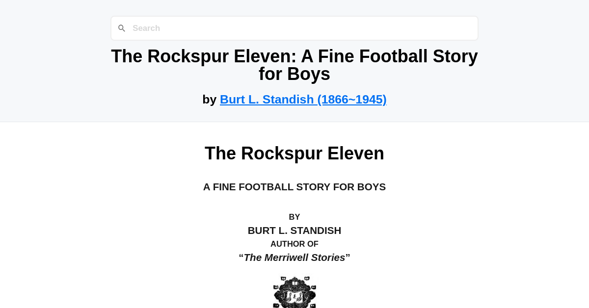 The Rockspur Eleven: A Fine Football Story for Boys by Burt L. Standish ...