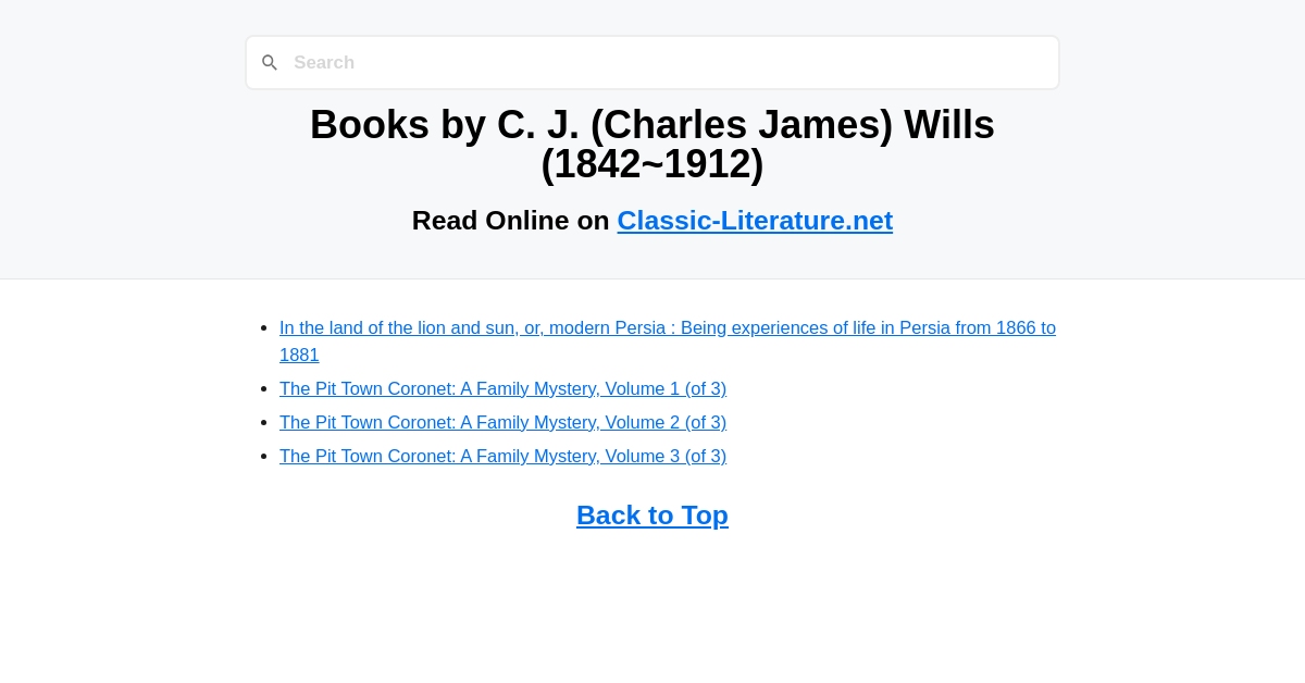 Books by C. J. (Charles James) Wills (1842~1912) - Read Online on ...