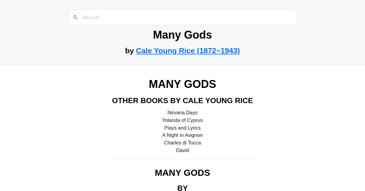 Many Gods by Cale Young Rice (1872-1943)