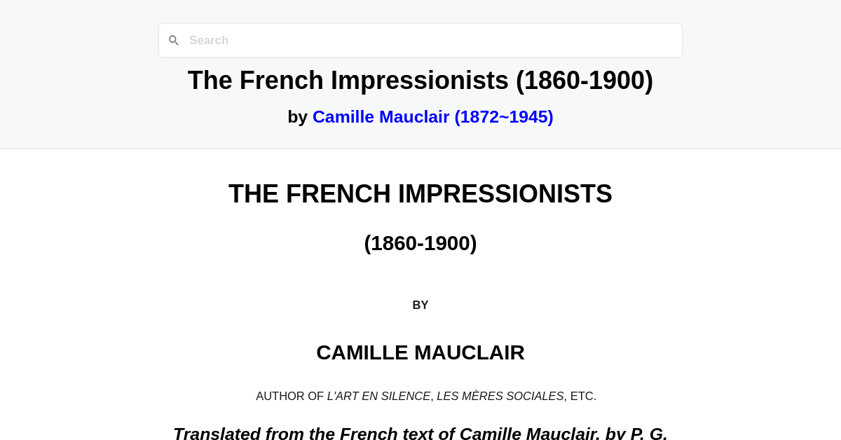 The French Impressionists (1860-1900) by Camille Mauclair (1872~1945)