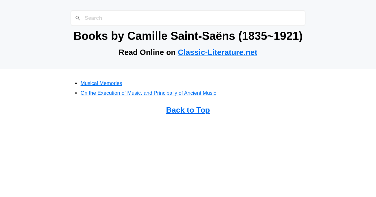 Books by Camille Saint-Saëns (1835~1921) - Read Online on Classic ...