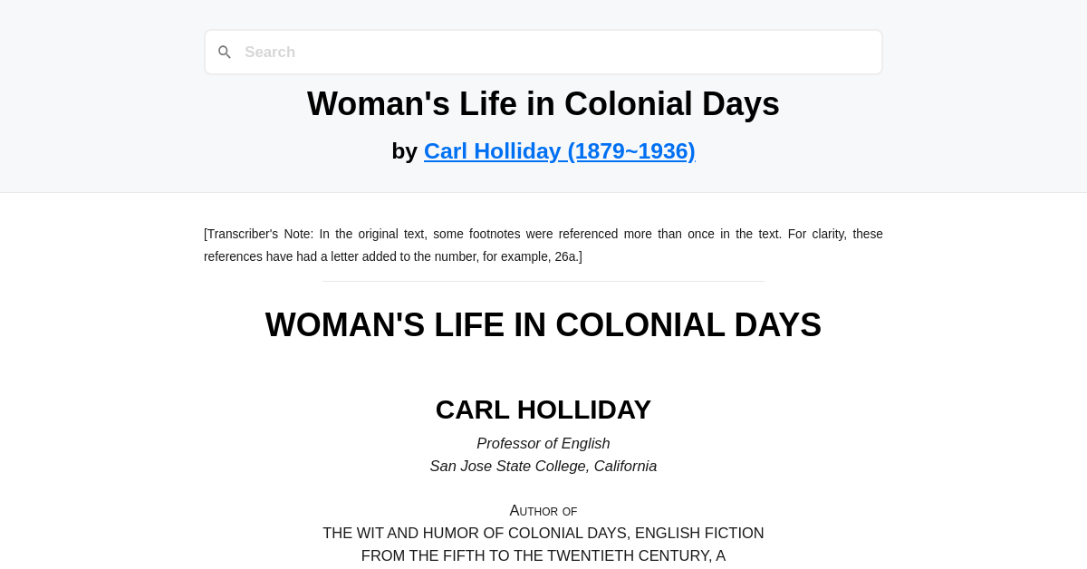 Woman's Life in Colonial Days