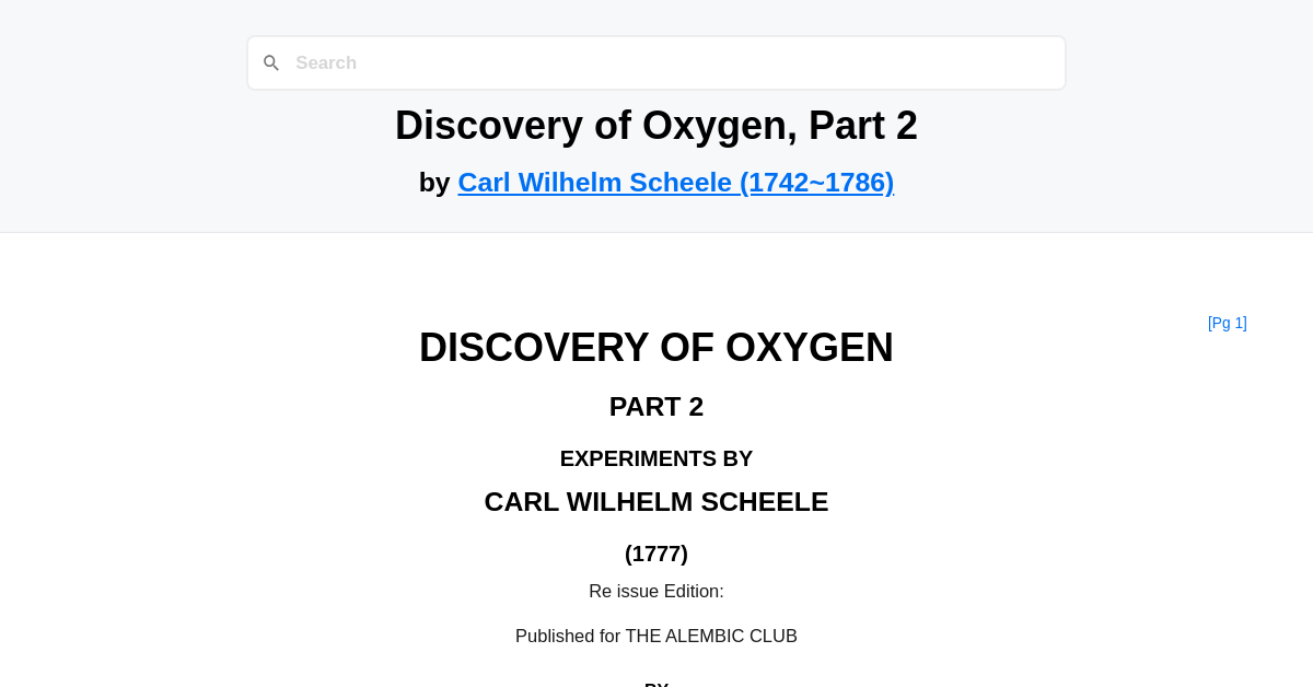Discovery of Oxygen, Part 2 by Carl Wilhelm Scheele (1742-1786)