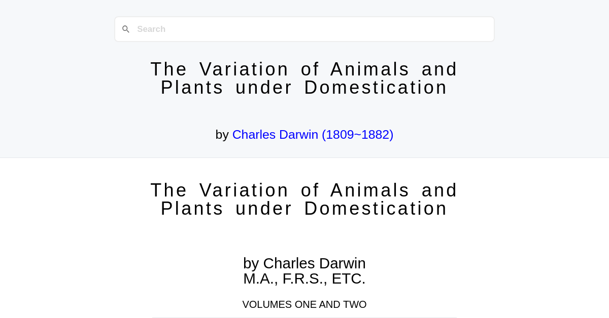 The Variation of Animals and Plants under Domestication