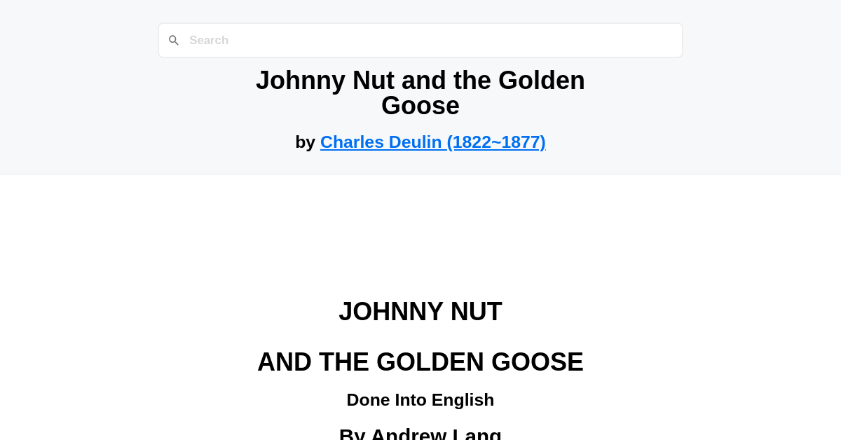 Johnny Nut and the Golden Goose by Charles Deulin (1822~1877)