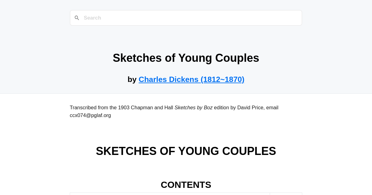 Sketches of Young Couples by Charles Dickens (1812~1870)