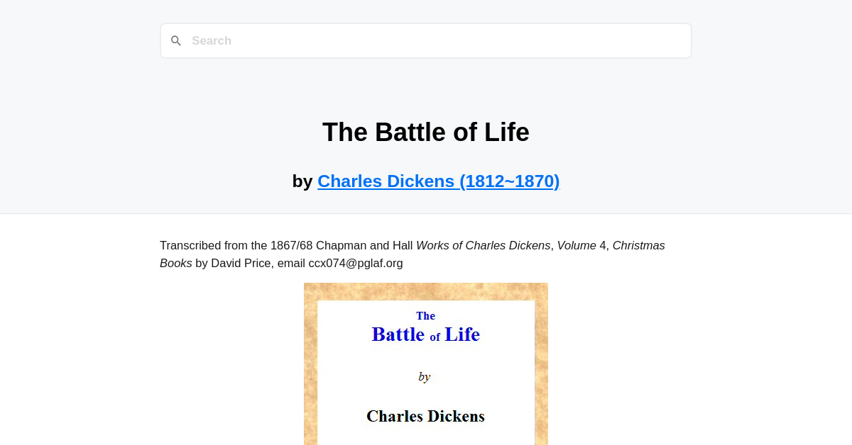 The Battle of Life by Charles Dickens (1812~1870)
