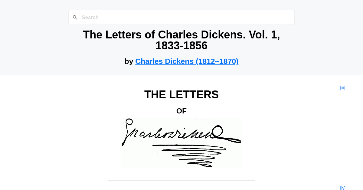 The Letters of Charles Dickens. Vol. 1, 1833-1856