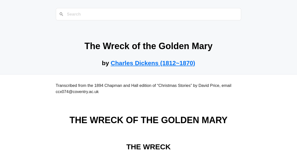 The Wreck of the Golden Mary by Charles Dickens (1812-1870)
