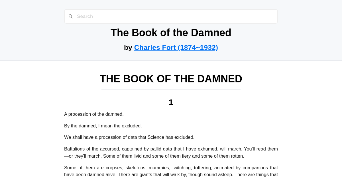 The Book of the Damned by Charles Fort (1874~1932)
