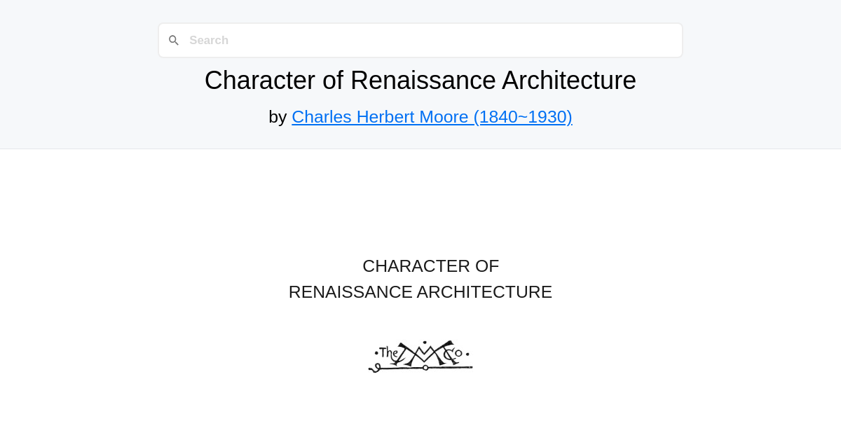 Character of Renaissance Architecture