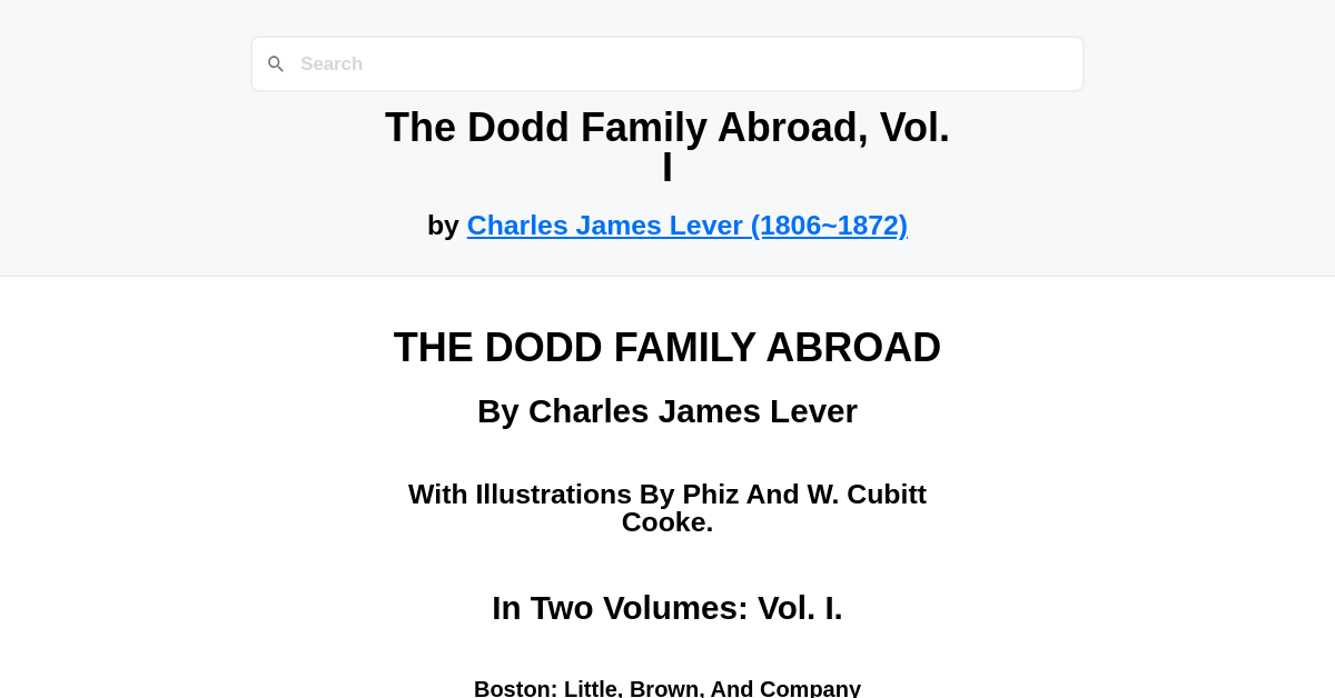 The Dodd Family Abroad, Vol. I by Charles James Lever (1806~1872)