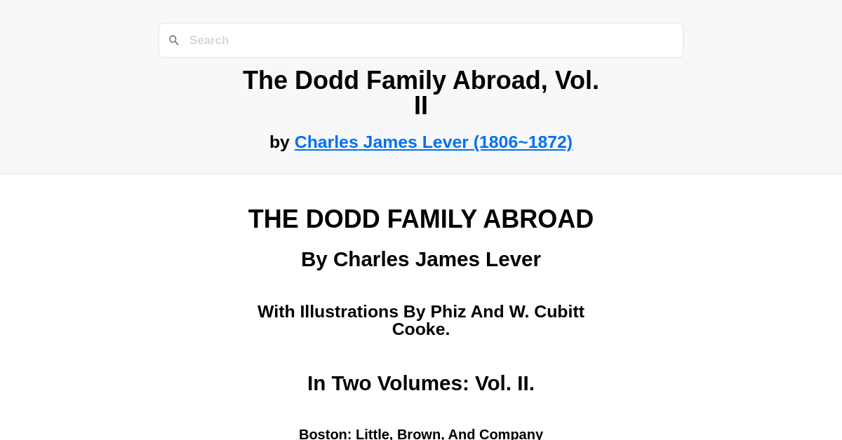 The Dodd Family Abroad, Vol. II by Charles James Lever (1806~1872)
