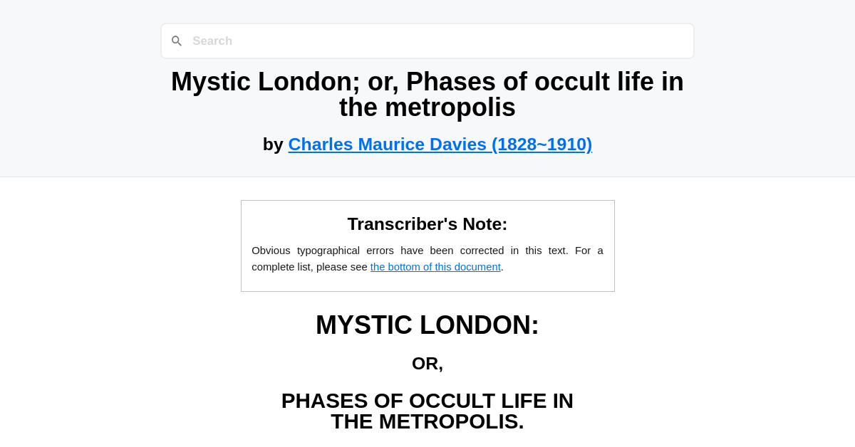 Mystic London; or, Phases of occult life in the metropolis by Charles ...
