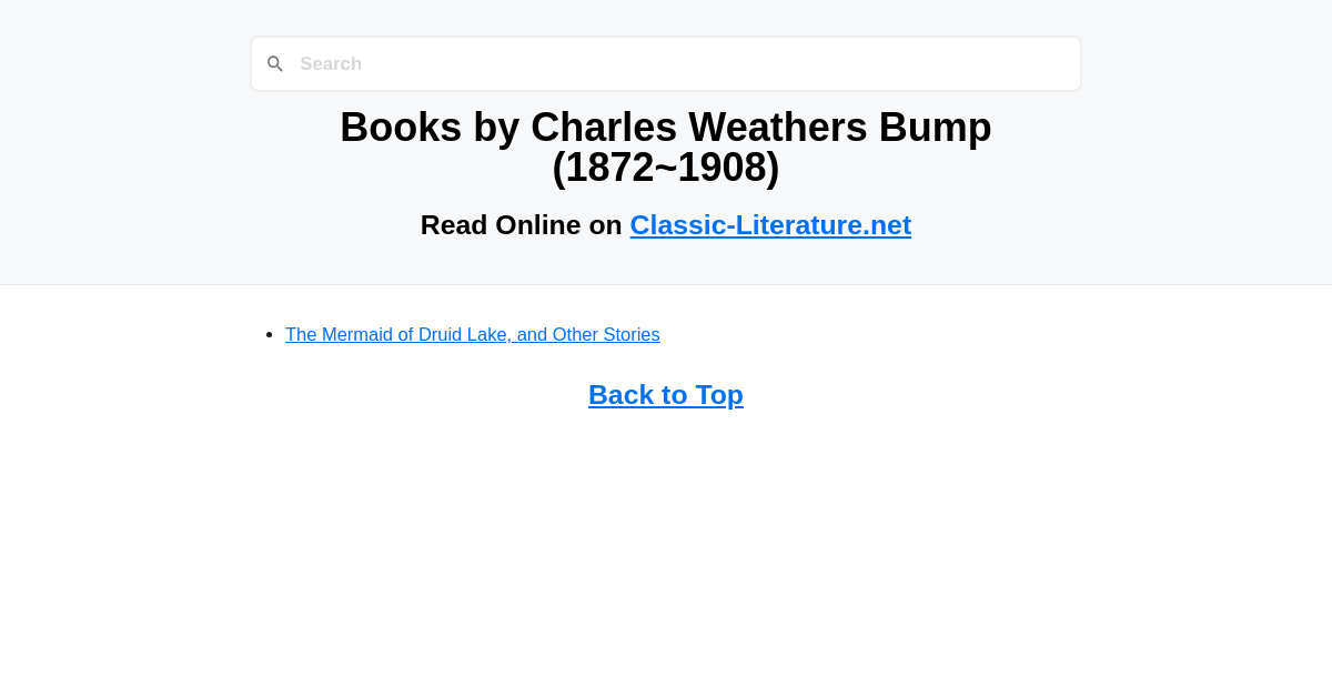 Books by Charles Weathers Bump (1872-1908) - Read Online on Classic ...