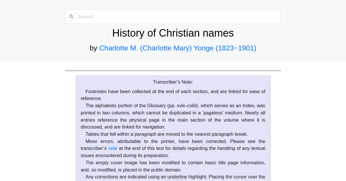 History of Christian names