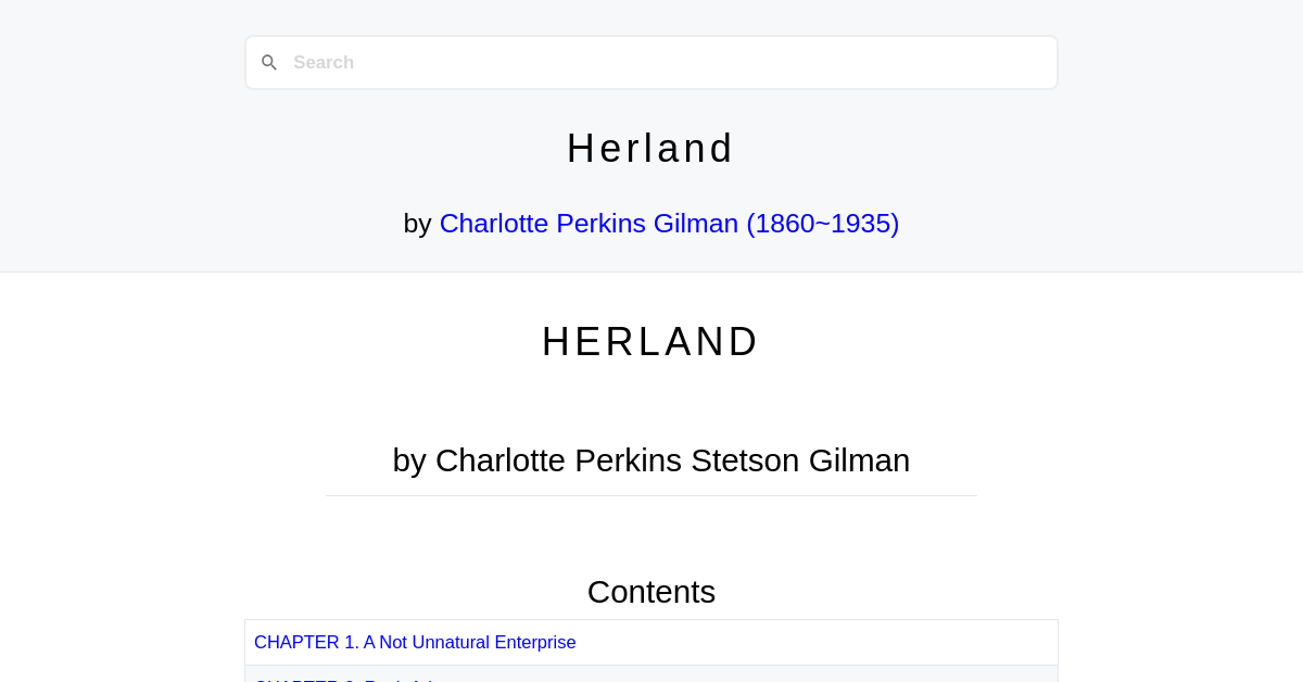 Herland by Charlotte Perkins Gilman (1860~1935)