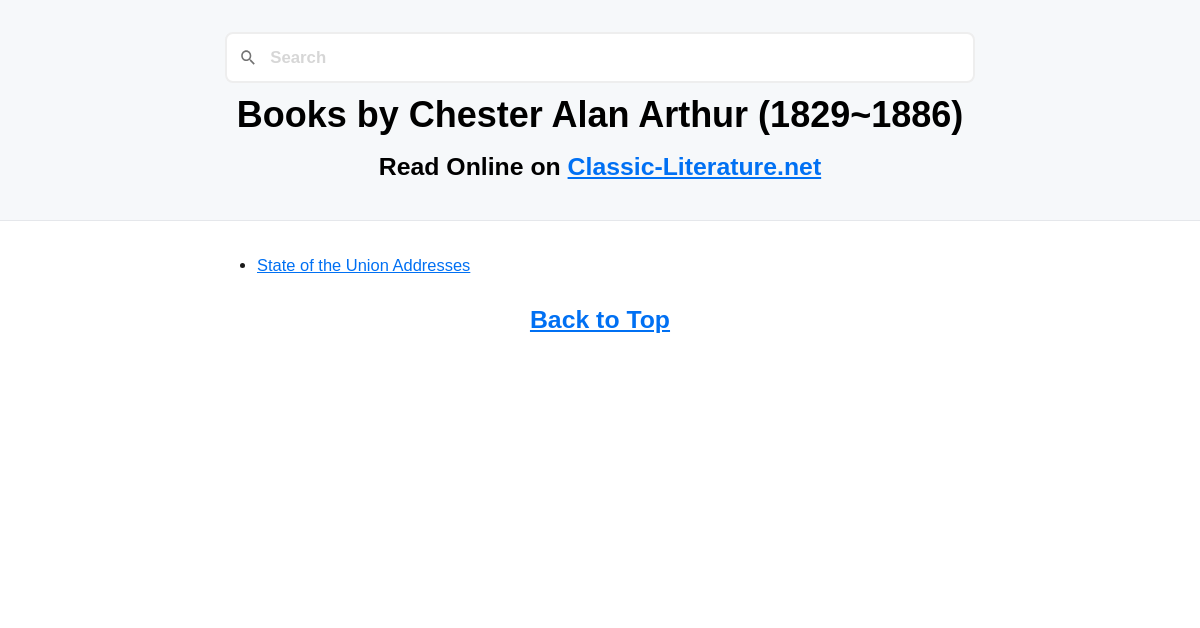 Books by Chester Alan Arthur (1829~1886) - Read Online on Classic ...