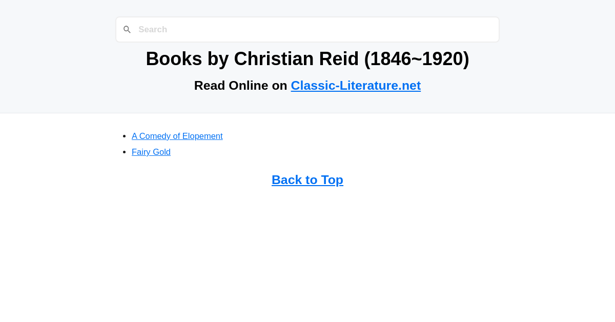 Books by Christian Reid (1846~1920) - Read Online on Classic-Literature.net