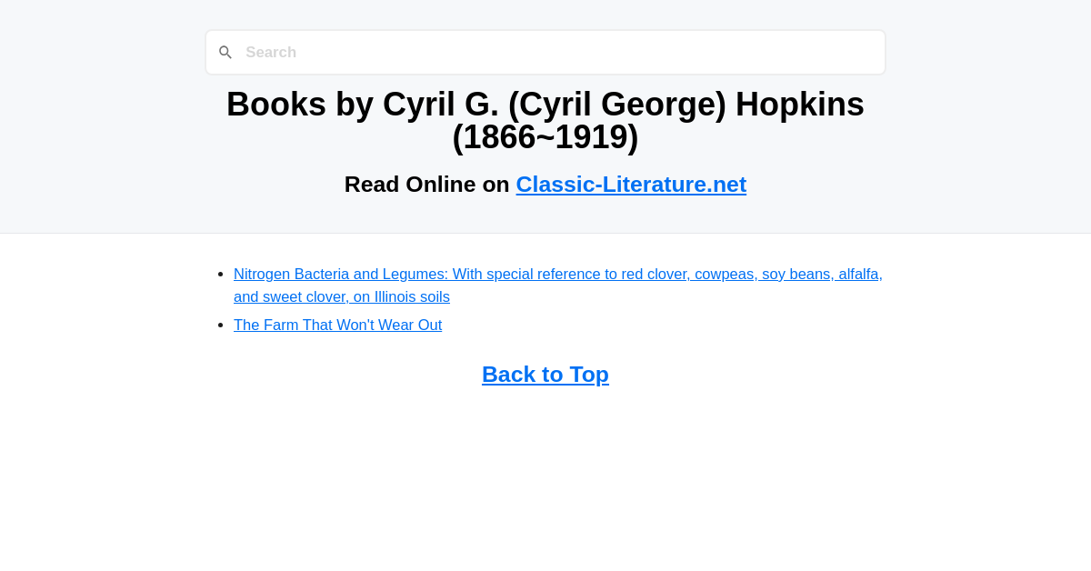 Books by Cyril G. (Cyril George) Hopkins (1866~1919) - Read Online on ...