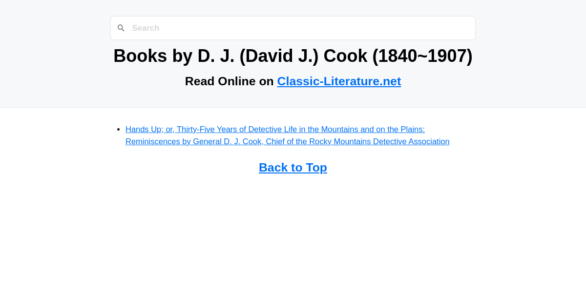 Books by D. J.‏ ‎(David J.) Cook (1840~1907) - Read Online on Classic ...