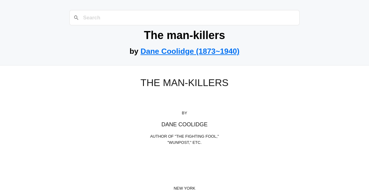 The man-killers by Dane Coolidge (1873~1940)