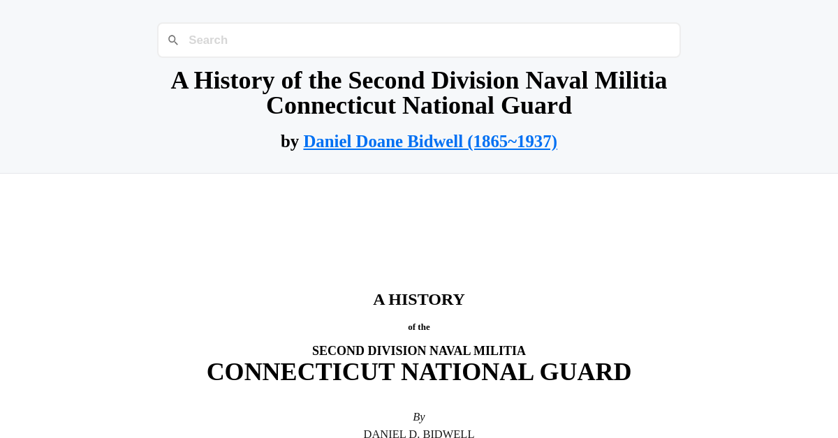 A History of the Second Division Naval Militia Connecticut National ...