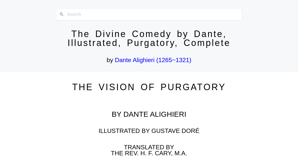 The Divine Comedy by Dante, Illustrated, Purgatory, Complete by Dante ...