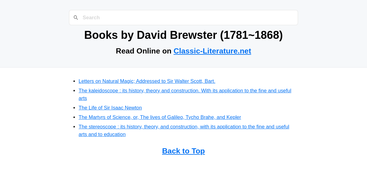 Books by David Brewster (1781~1868) - Read Online on Classic-Literature.net