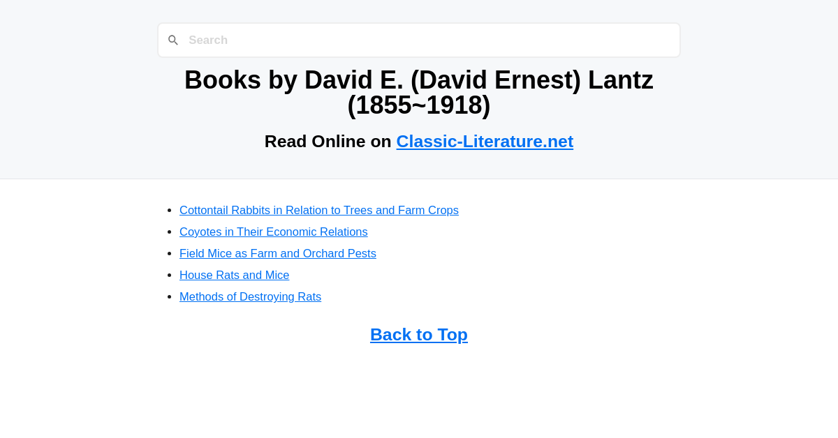 Books by David E. (David Ernest) Lantz (1855~1918) - Read Online on ...
