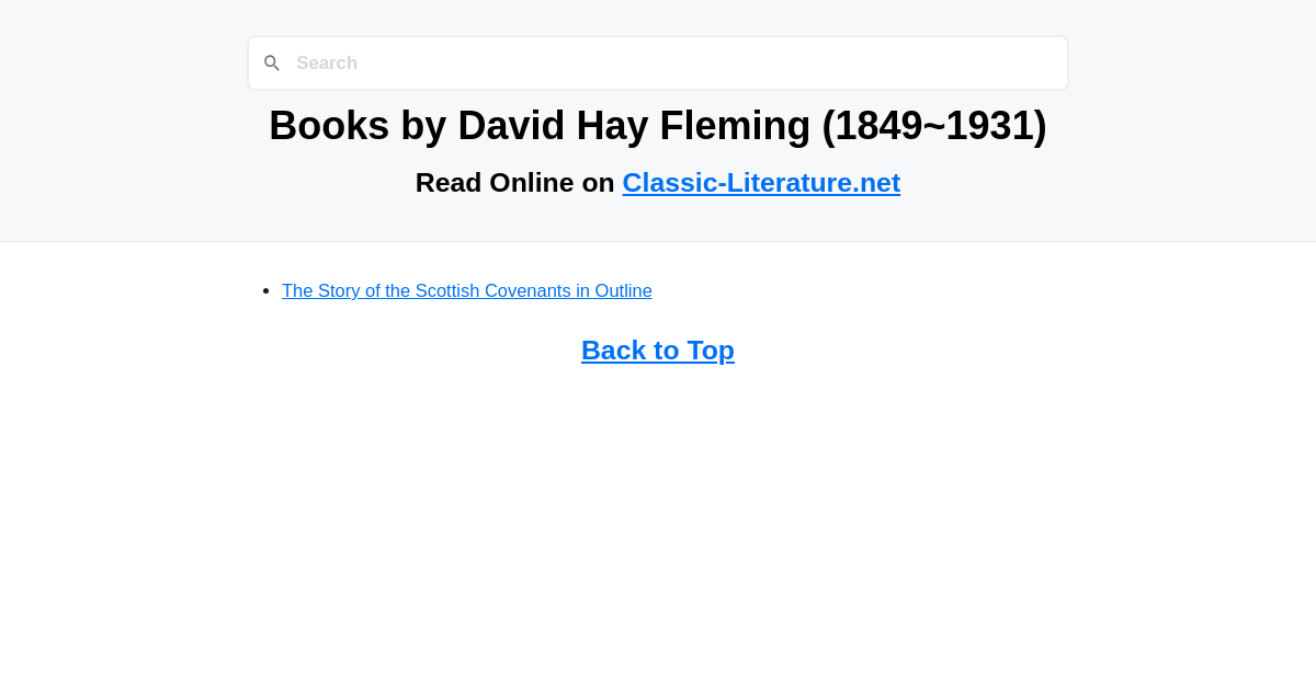 Books by David Hay Fleming (1849~1931) - Read Online on Classic ...