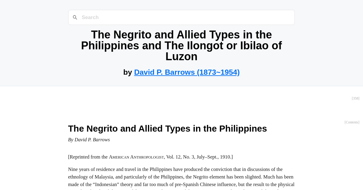 The Negrito and Allied Types in the Philippines and The Ilongot or ...