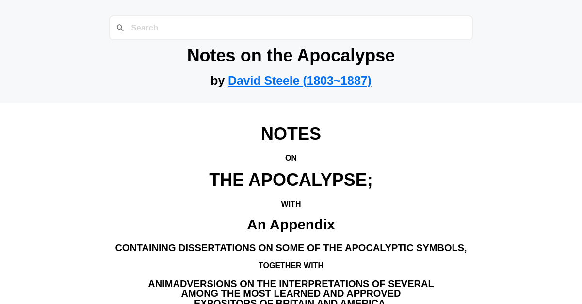 Notes on the Apocalypse by David Steele (1803~1887)