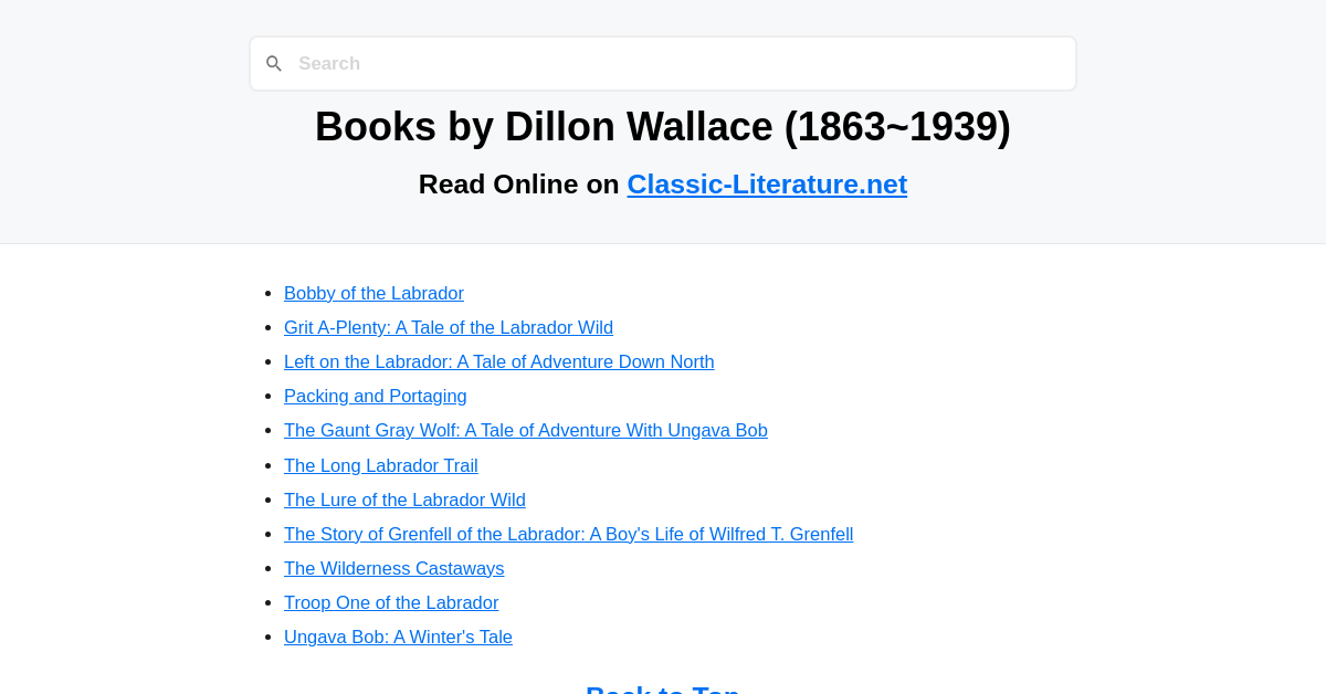 Books by Dillon Wallace (1863-1939) - Read Online on Classic-Literature.net