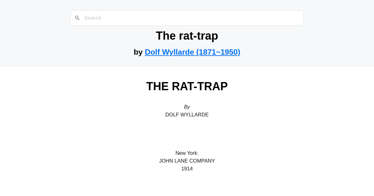 The rat-trap by Dolf Wyllarde (1871-1950)